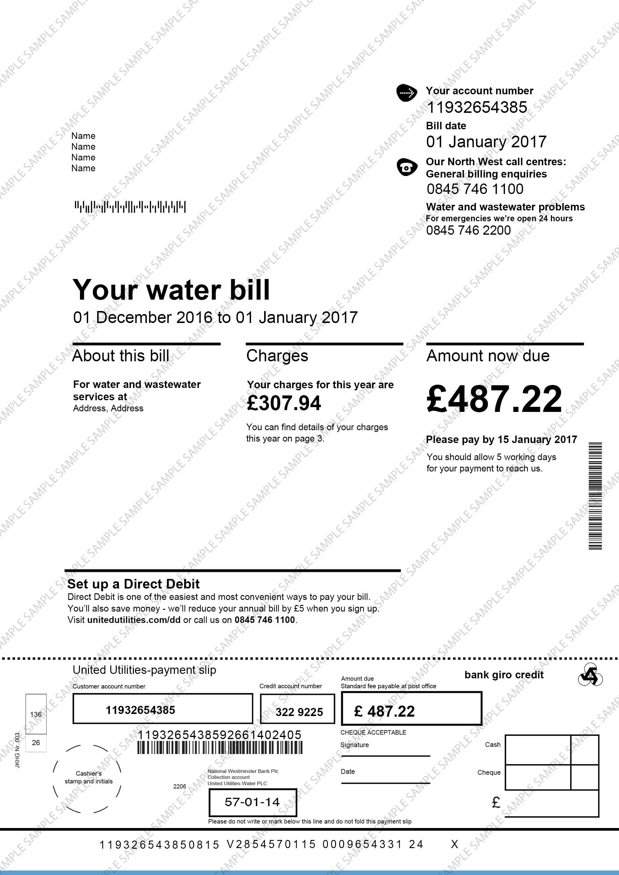 Utility Bills Prices Samples