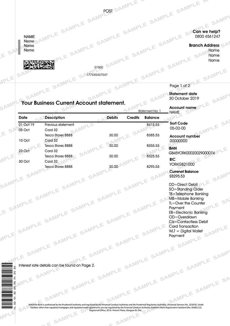 Bank Statements Prices & Samples
