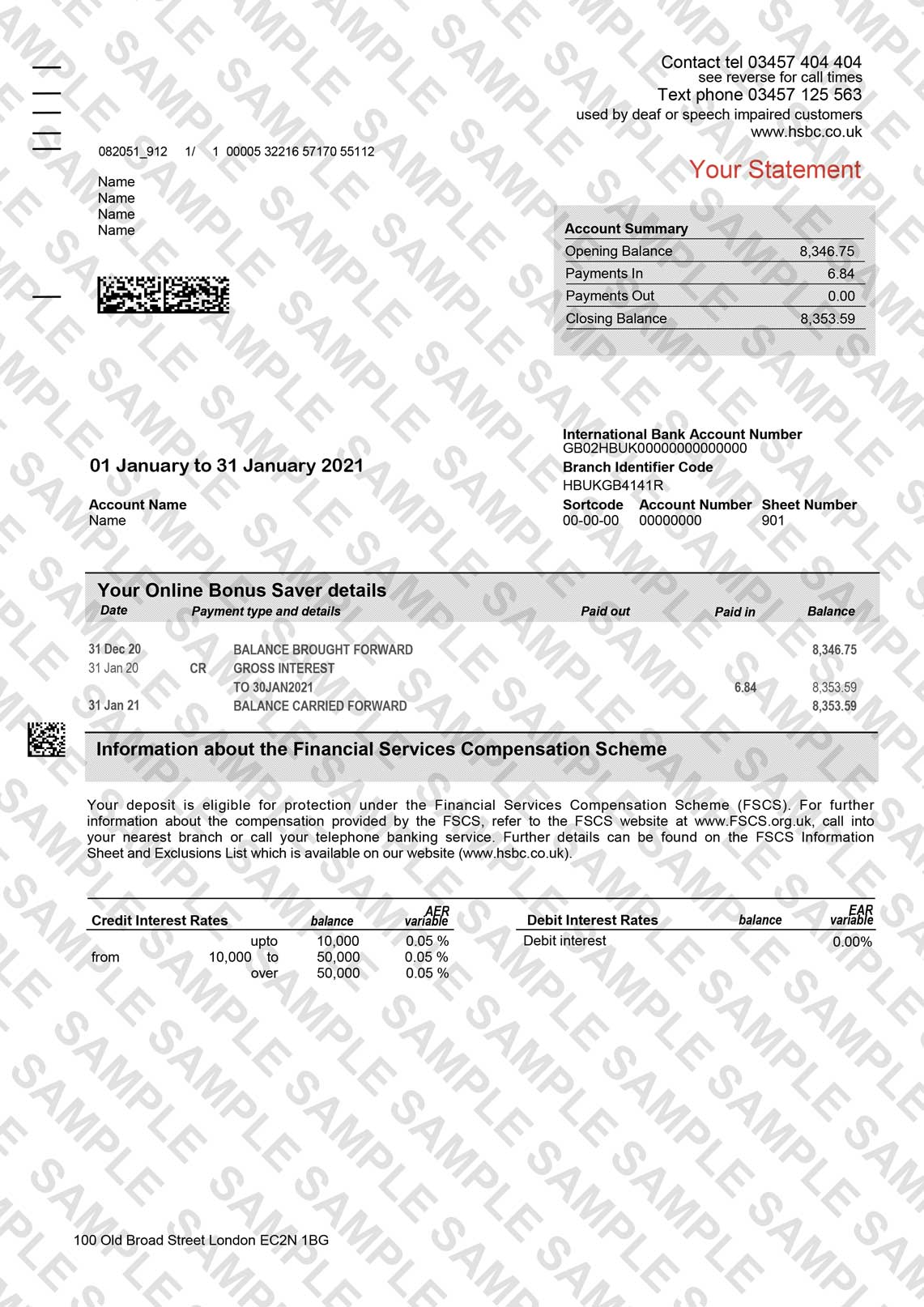 Bank Statements Prices & Samples